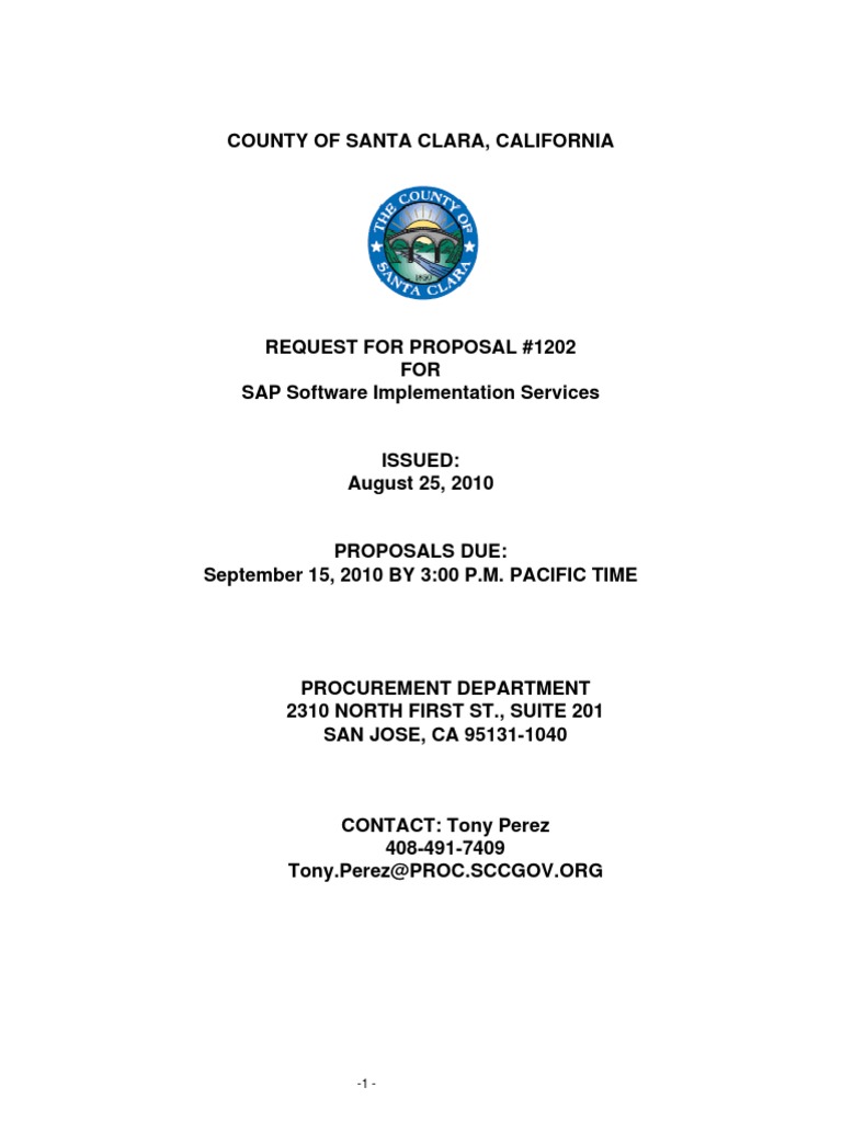 RFP 1202 SAP Implementation Services | PDF | Offer And Acceptance | Request For Proposal