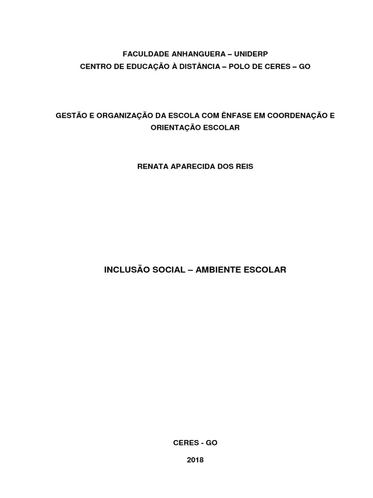 Tcc Pedagogia Pdf Educação Especial Inclusão Educação