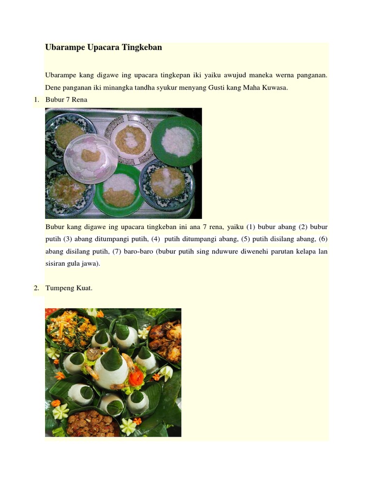 Ubarampe Upacara Tingkeban | PDF