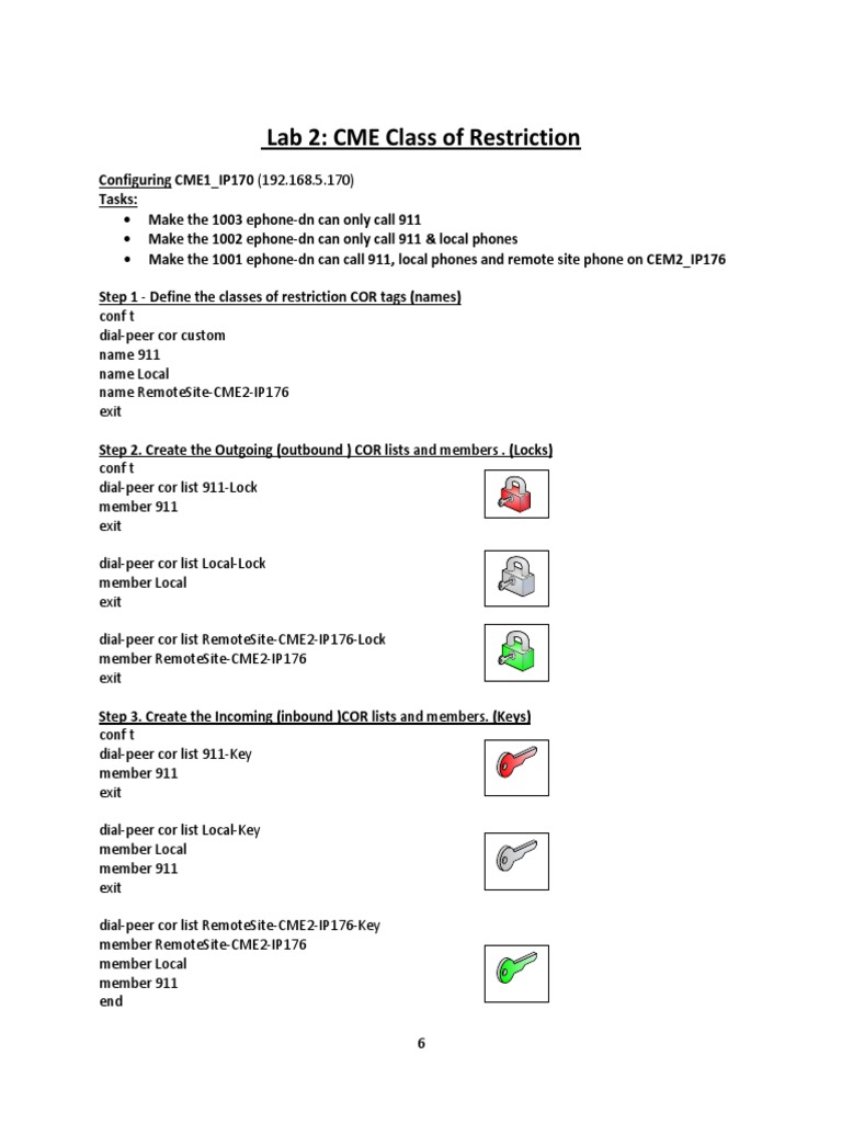 CME Configurations - Lab 2 - Class of Restriction | PDF | Network ...