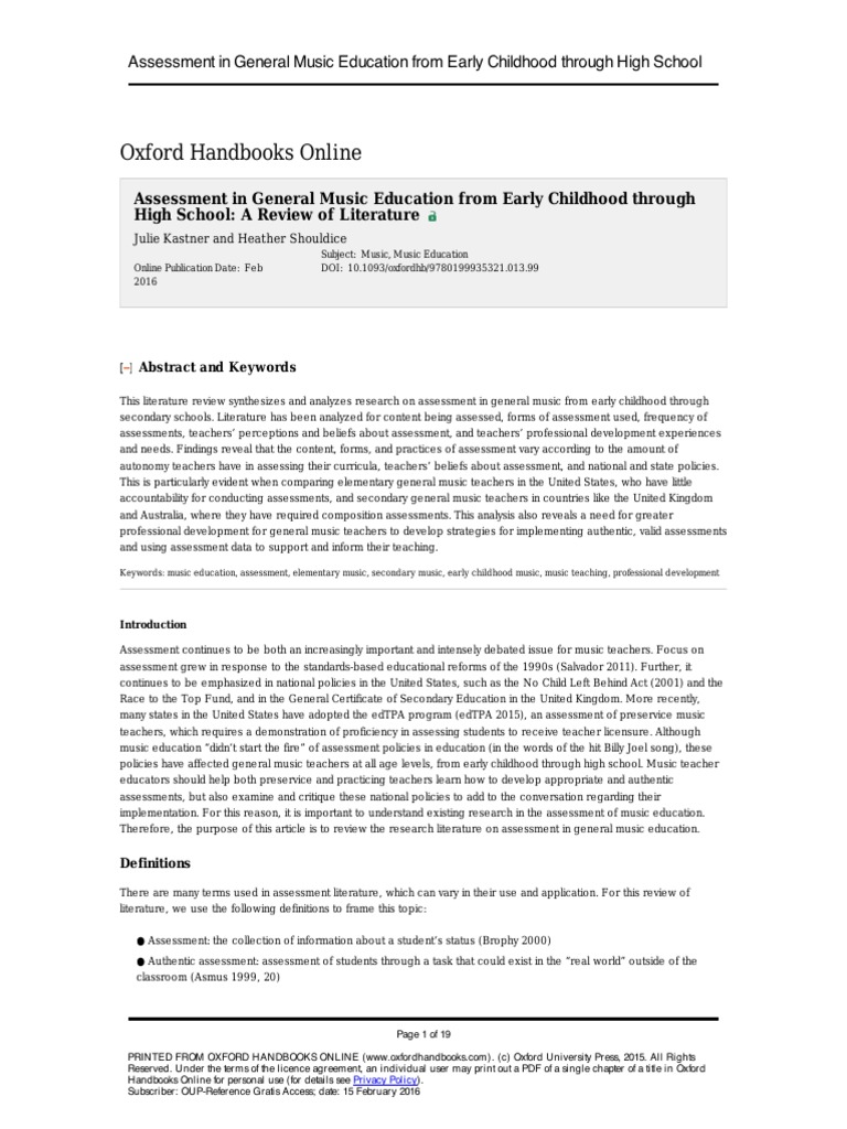 Assessment in General Music Education FR PDF | PDF | Music Education ...