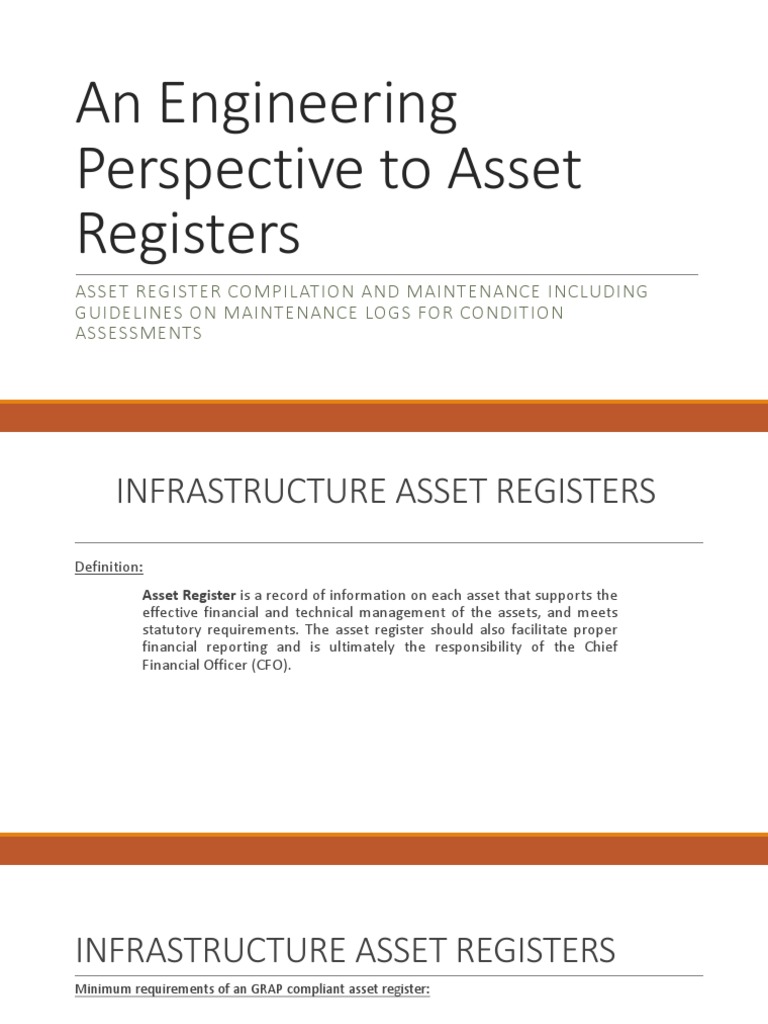 Infrastructure Asset Register Maintenance | PDF | Road | Depreciation