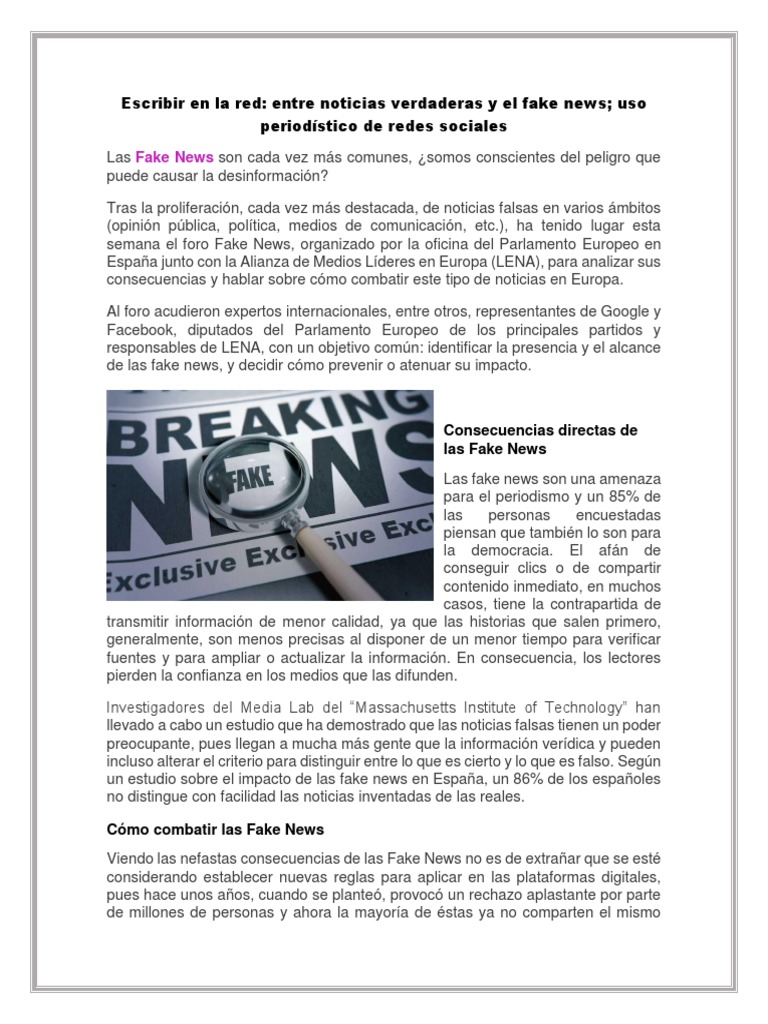 Fake News: Escribir en la red: entre noticias verdaderas y el fake news ...