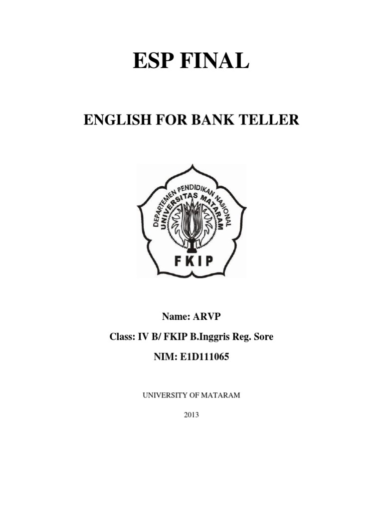 English For Bank Teller | PDF | Fluency | English Language