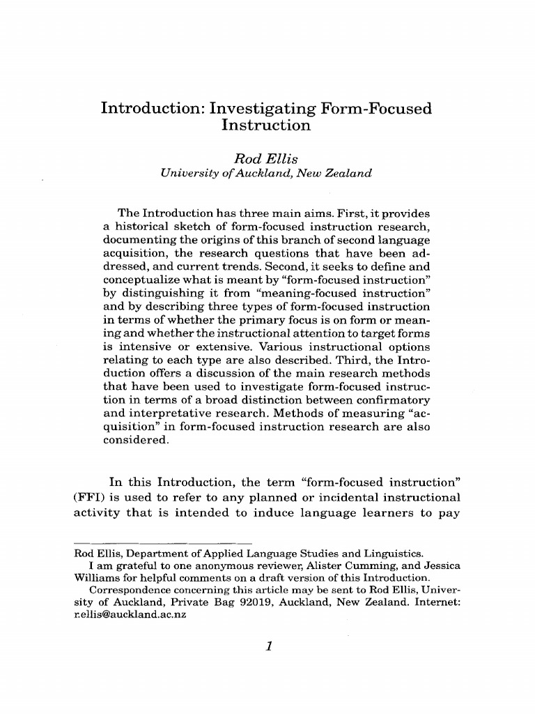 Introduction: Investigating Form-Focused Instruction: Rod Ellis | PDF ...