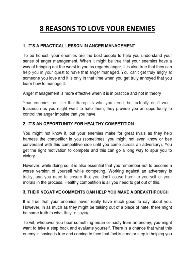 Embrace Enemies for Personal Growth | PDF | Anger | Behavioural Sciences