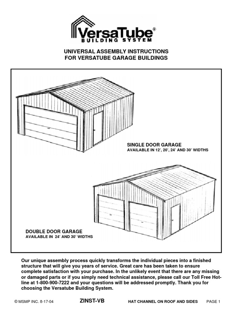 Universal Assembly Instructions For Versatube Garage Buildings | PDF ...
