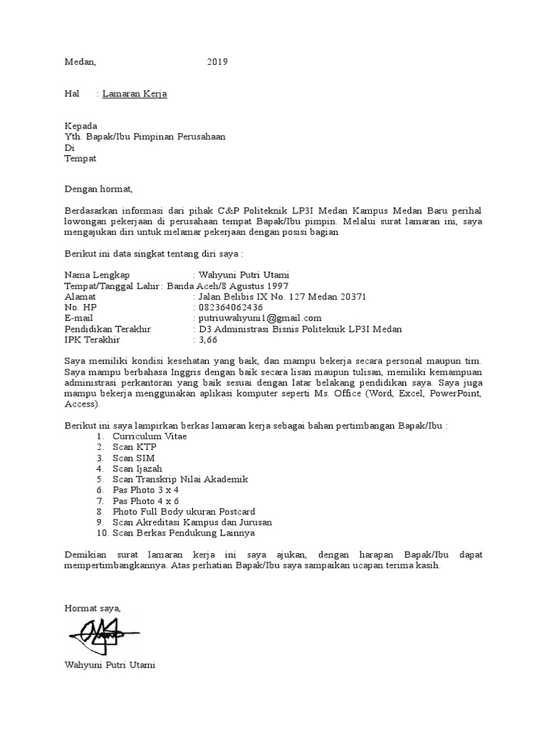 Contoh Application Letter | PDF