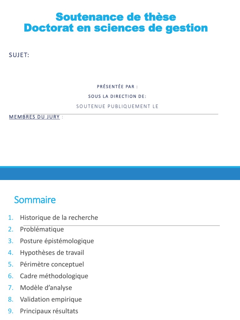 Soutenance de thèse en sciences de gestion | PDF | Doctorat | Épistémologie