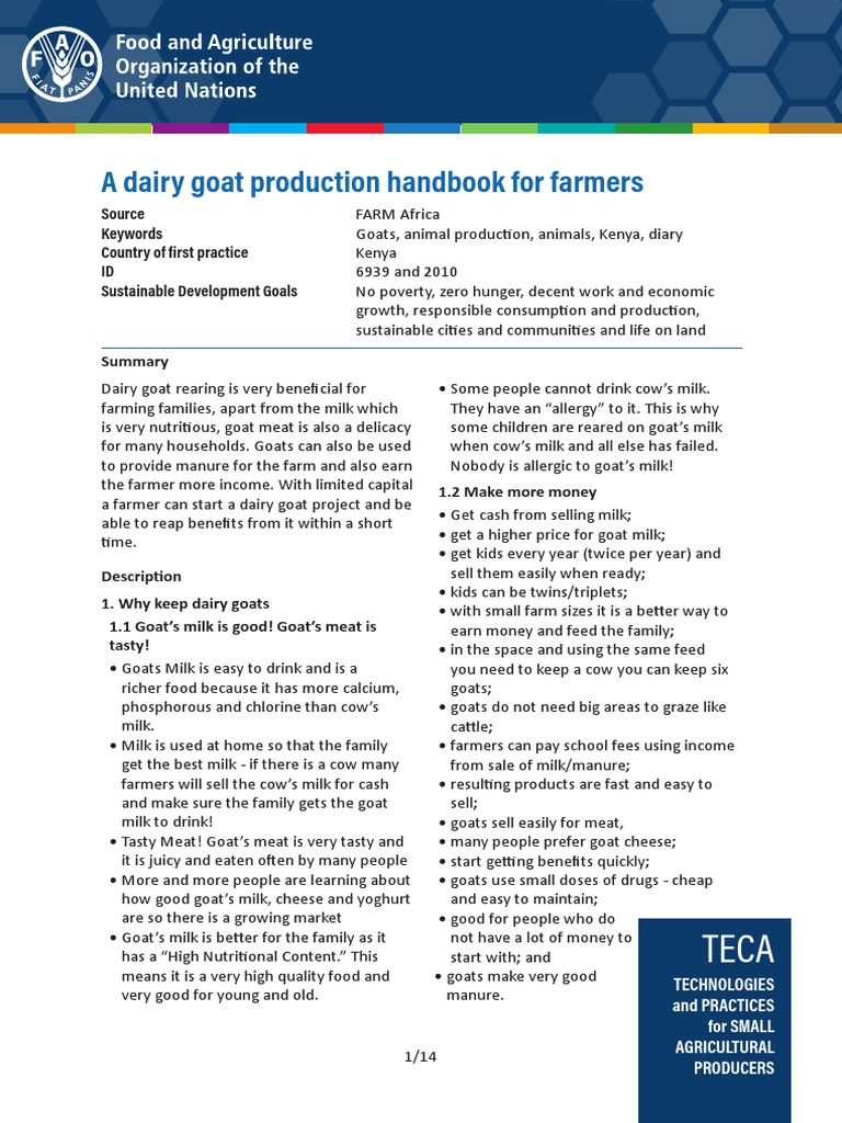 A Dairy Goat Production Handbook For Farmers | PDF | Goat | Dairy