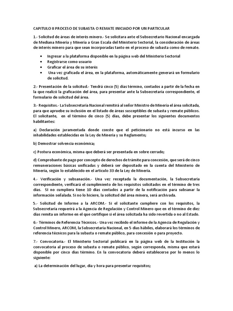 Capitulo II Proceso de Subasta o Remate Iniciado Por Un Particular ...