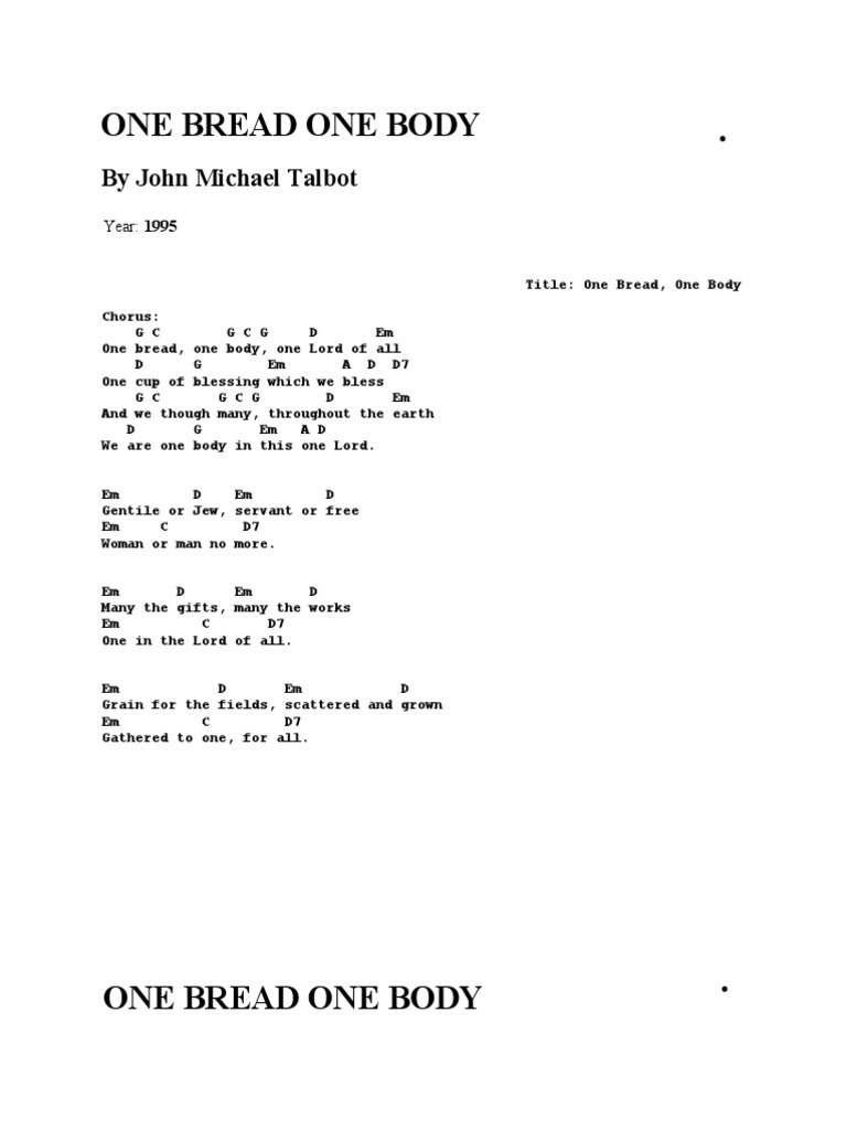 One Bread One Body | PDF | Religion & Spirituality | Language Arts ...