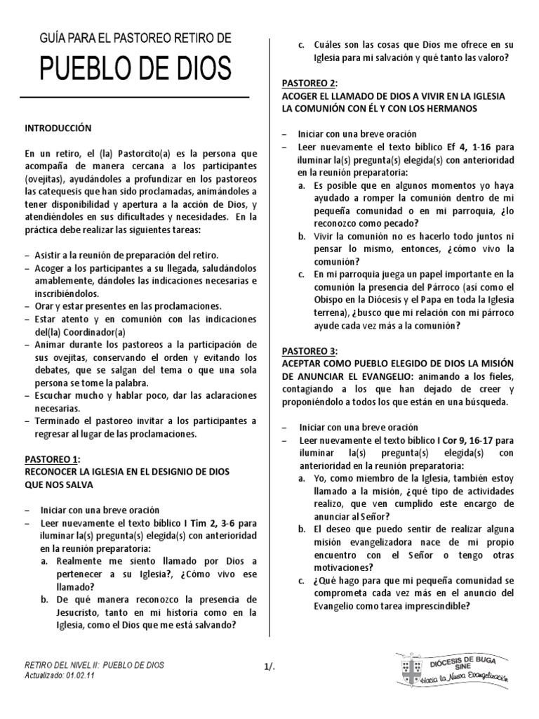 Hoja de Pastoreo Pueblo de Dios Final | PDF | eucaristía | Iglesia Católica