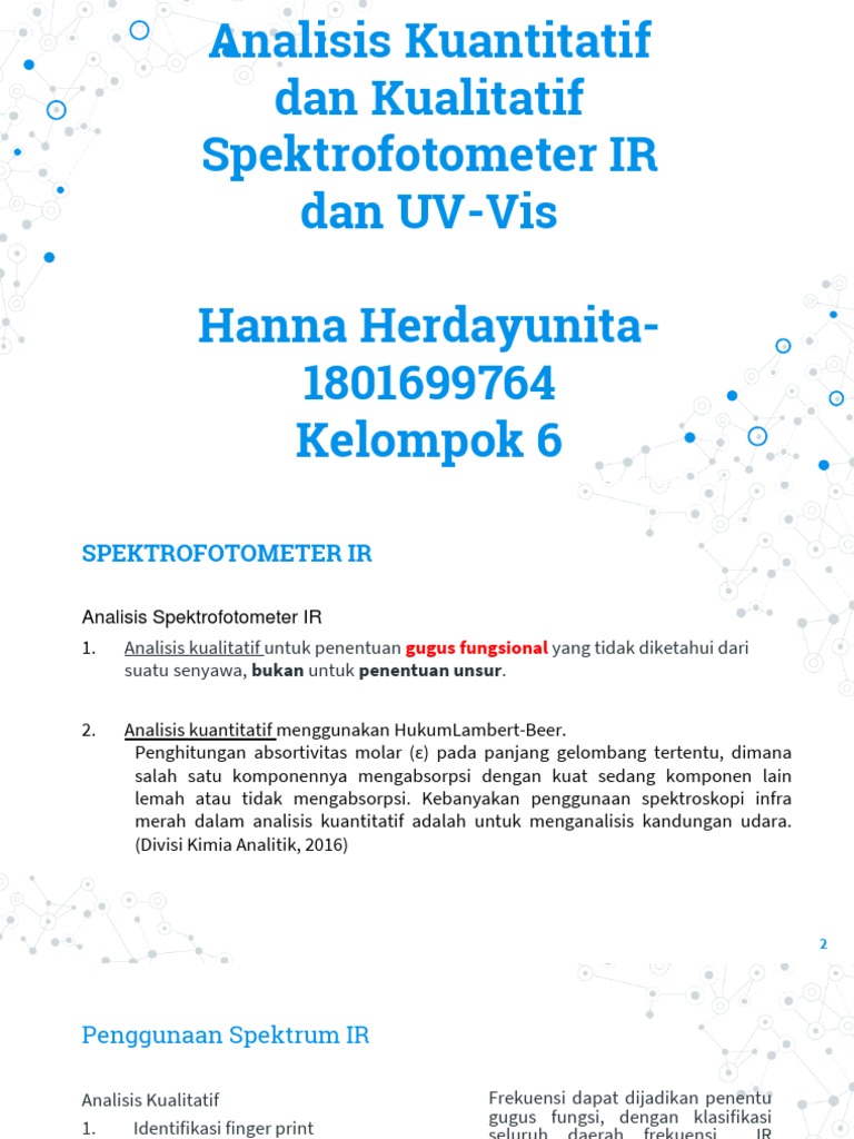 Analisis Kuantitatif Dan Kualitatif Spektroskopi IR Dan UV-Vis | PDF