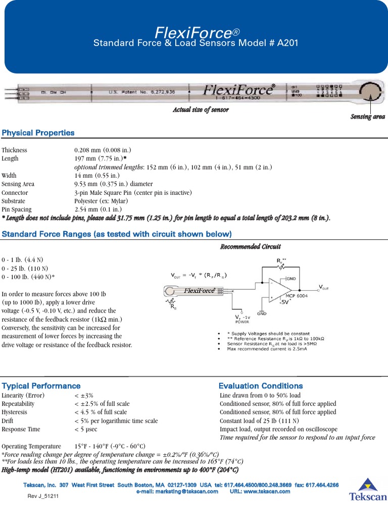 A201 Force Sensor PDF | PDF | Sensor | Resistor