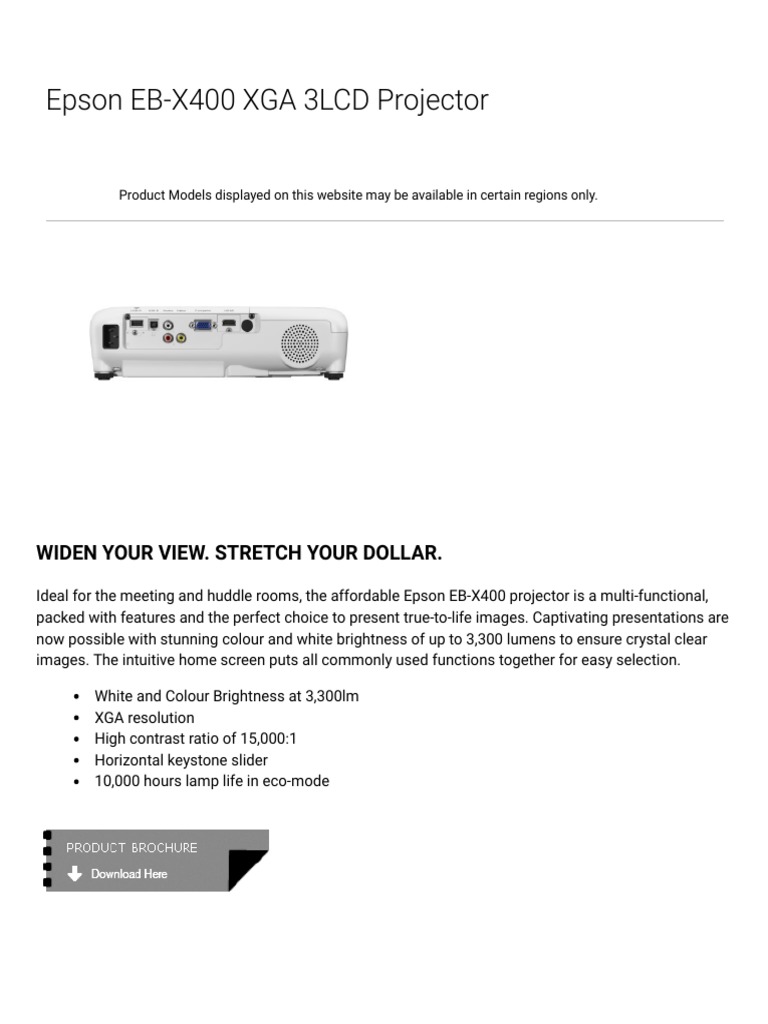 Epson EB-X400 XGA 3LCD Projector - Corporate and Education - Projectors ...