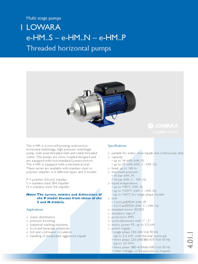 Vde 4.01 Lowara e HM en | PDF | Mechanical Engineering | Electrical Engineering