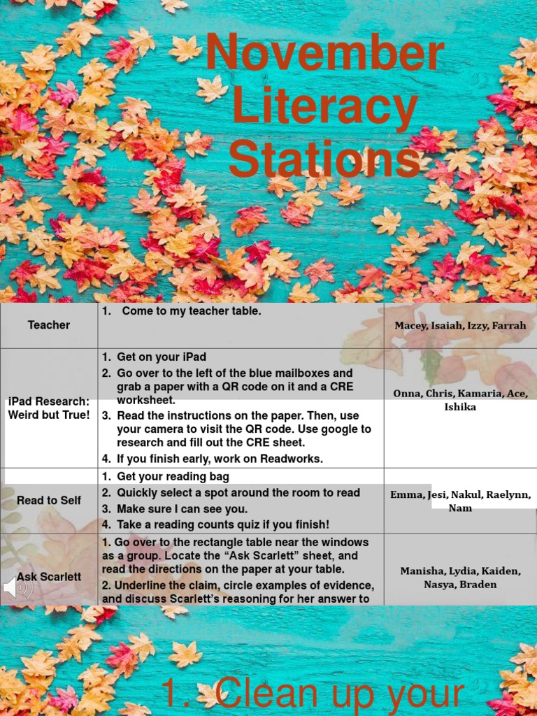 November Literacy Stations | PDF