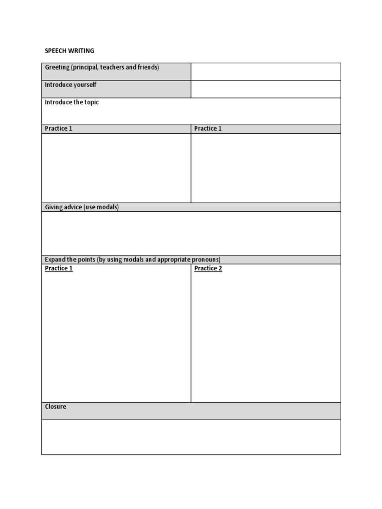 Template SPEECH WRITING | PDF