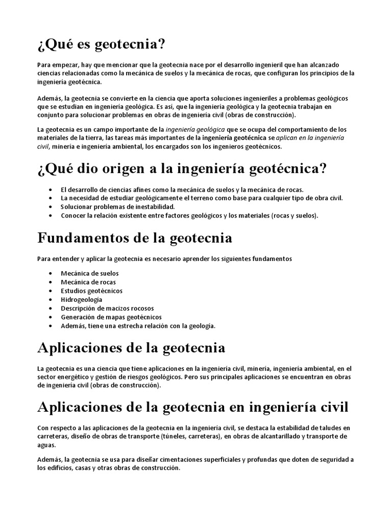 Introduccion A La Geotecnia | PDF | Ingeniería geotécnica | Ingeniería