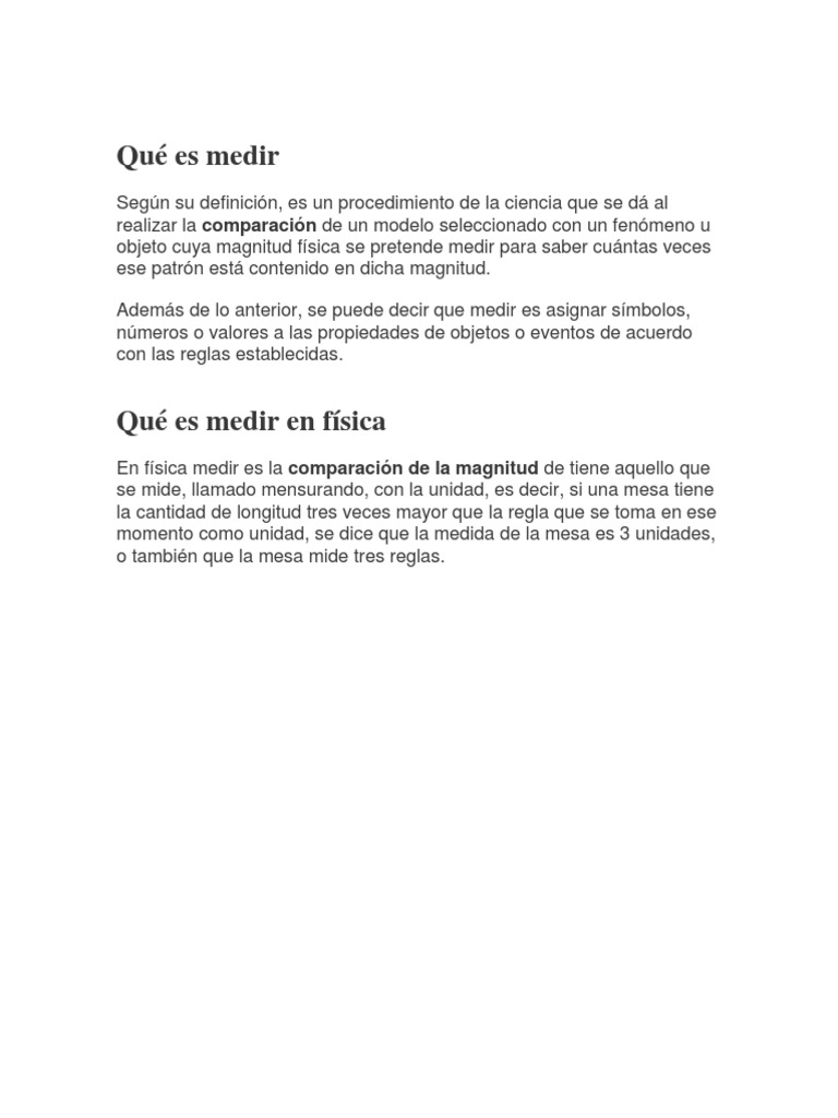 Definición y concepto de medir | PDF