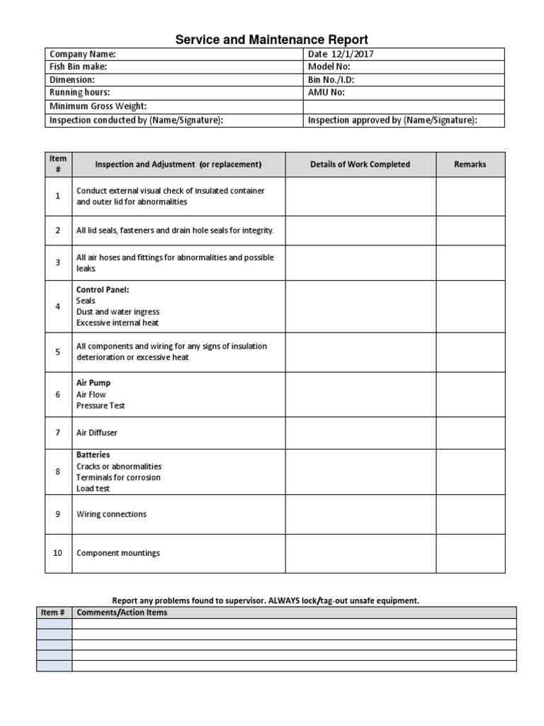 Service and Maintenace Report Form | PDF