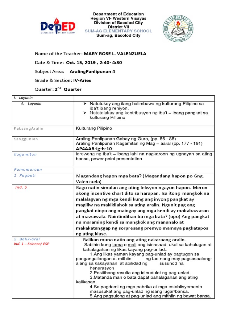 Arpan Lesson Plan For Cot 2nd Quarter | PDF