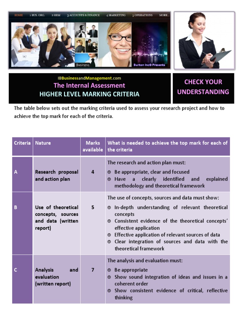 Ib Business and Management - Ia Higher Level Marking Criteria PDF | PDF ...