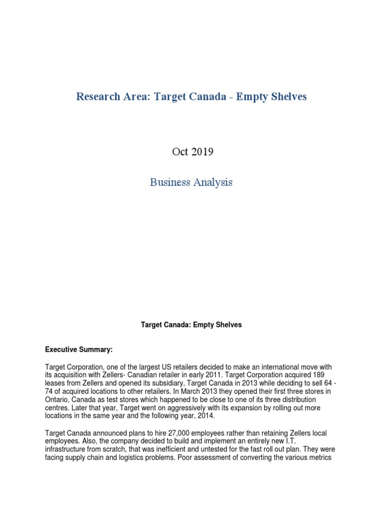 Target Canada Case | PDF | Swot Analysis | Retail