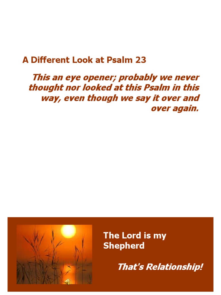 A Different Look at the Meaning Behind Each Line of Psalm 23 | PDF