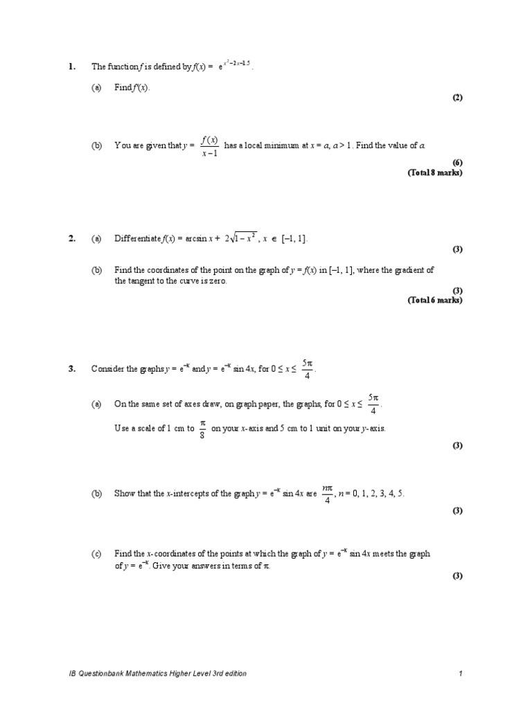 IB Questionbank Mathematics Higher Level 3rd Edition 1 | PDF ...