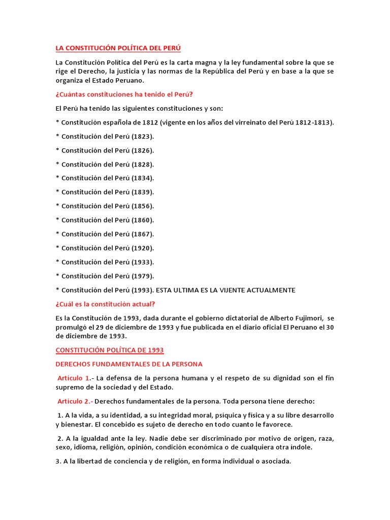 La Constitución Política Del Perú | PDF