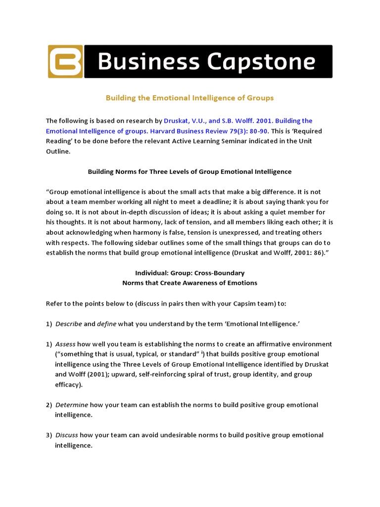 Exercise Build EI of Groups | PDF | Emotional Intelligence | Behavior