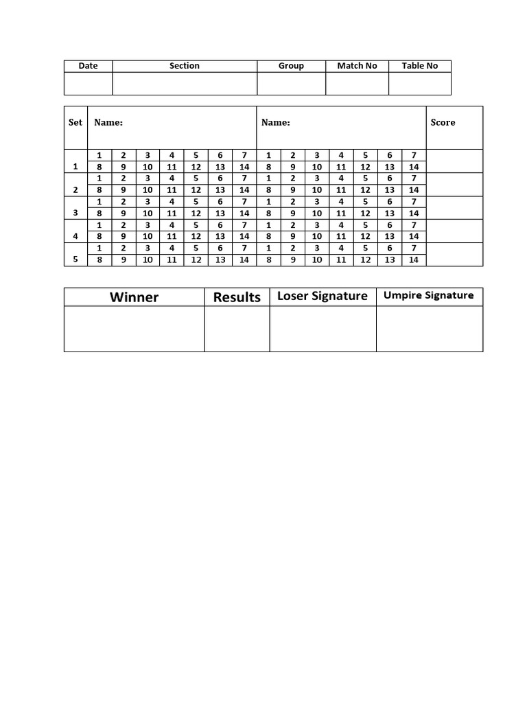 Score Sheet 2 | PDF