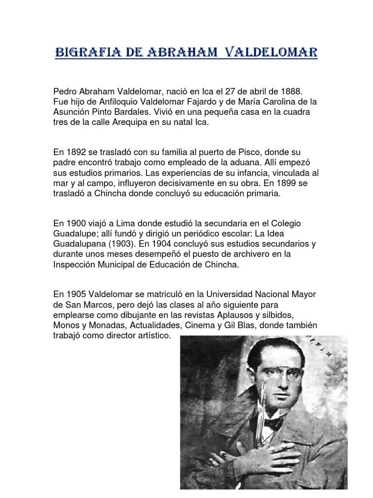 Biografia de Abraham Valdelomar | PDF