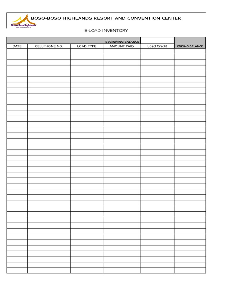 E-LOAD Inventory Template | PDF | Finance & Money Management