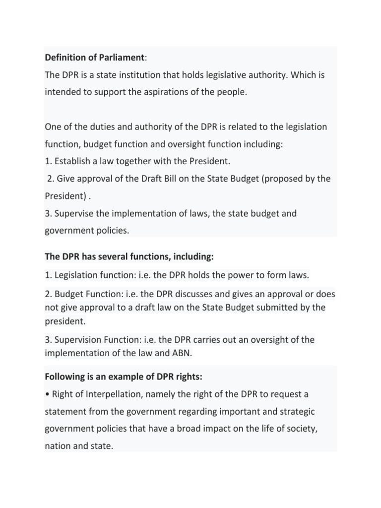 Definition of Parliament | PDF | Virtue | Public Law