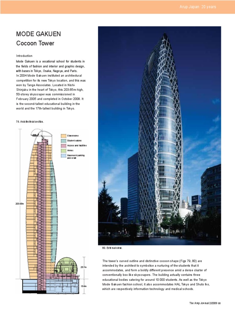 Mode Gakuen Cocoon Tower: 79. Architectural Section | PDF | Beam ...