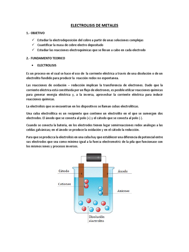 Electrolisis de Los Metales (Cobre) | PDF | Redox | Electrodo