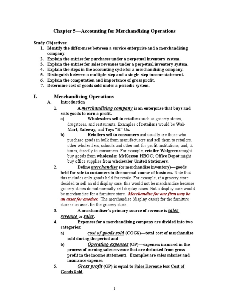 Chapter 5 Accounting For Merchandising Operations | PDF | Debits And ...