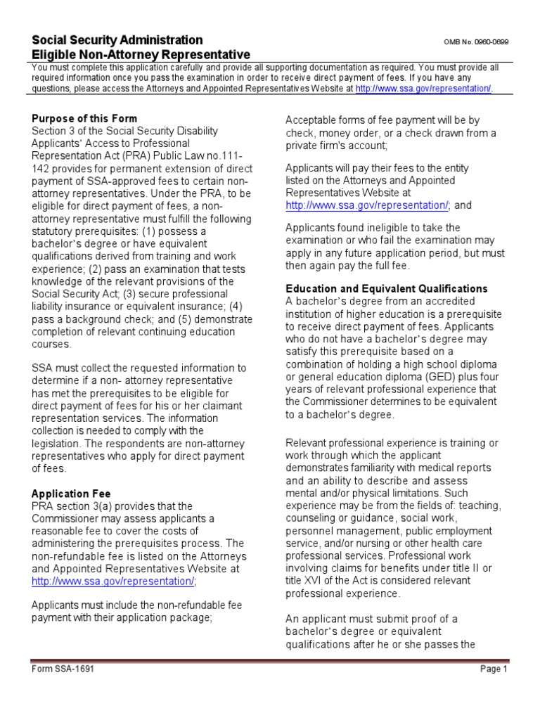 Social Security Administration Eligible Non-Attorney Representative ...