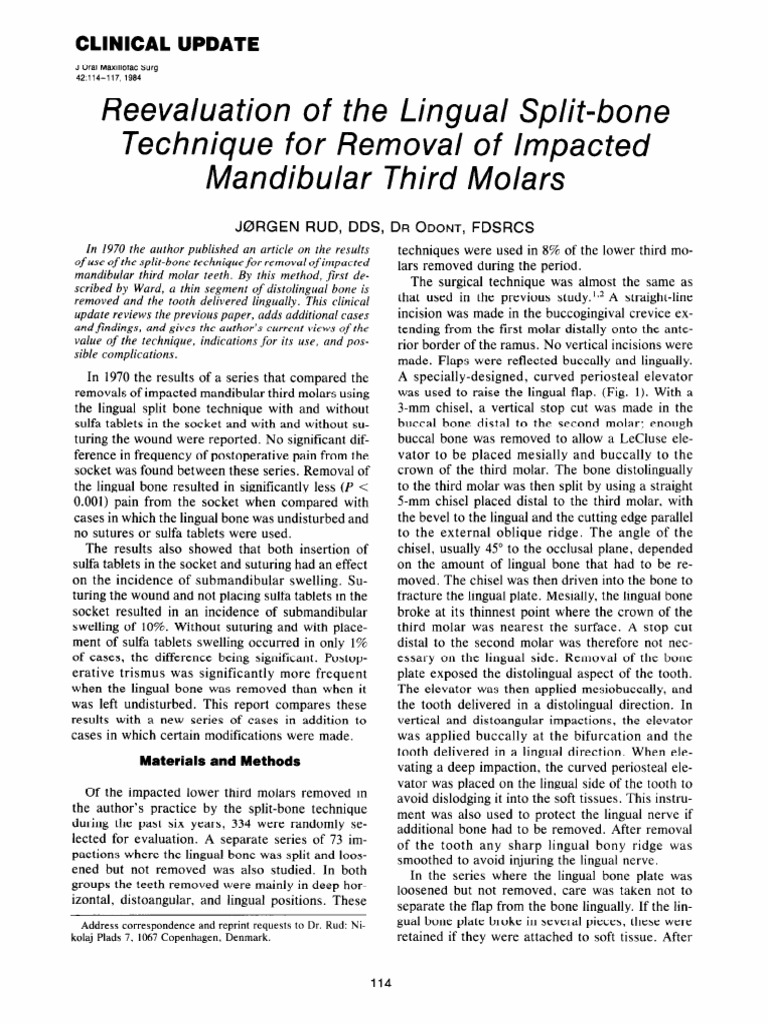 Reevaluation of The Lingual Split-Bone Technique For Removal of ...