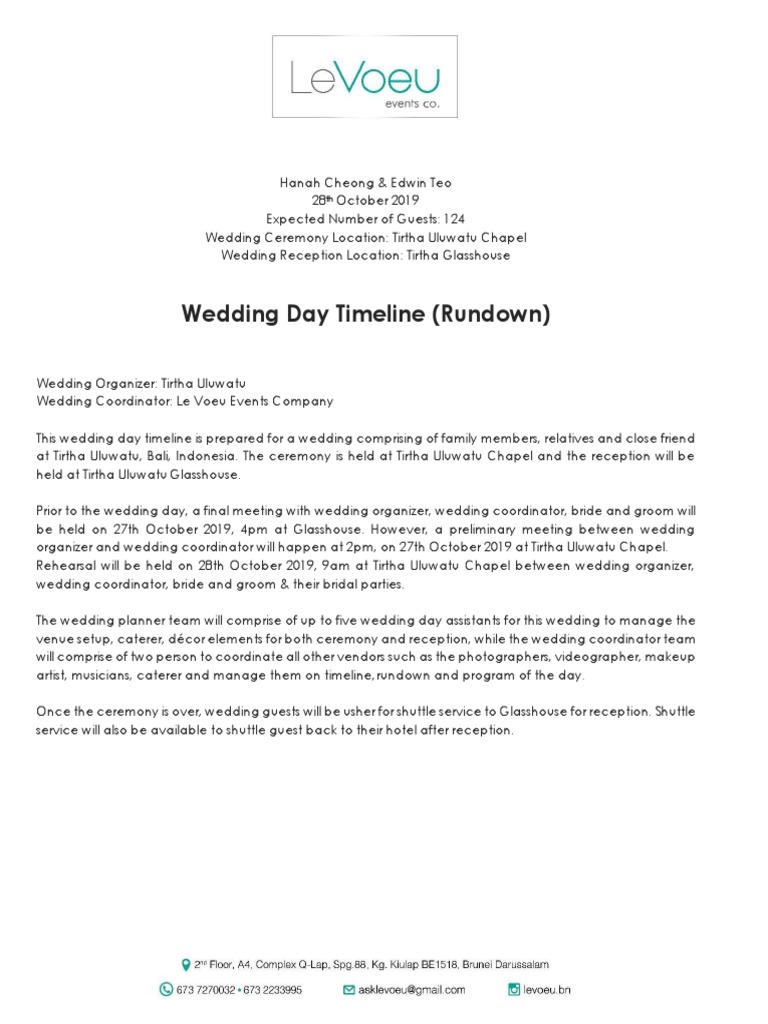 Draft Rundown - Edwin Hanah V5.2 | PDF | Bridesmaid | Groomsman