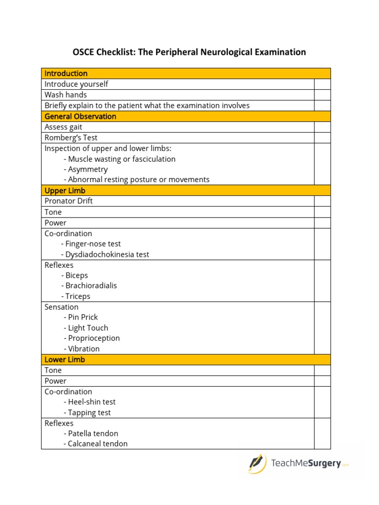 Peripheral Neurological Examination | PDF