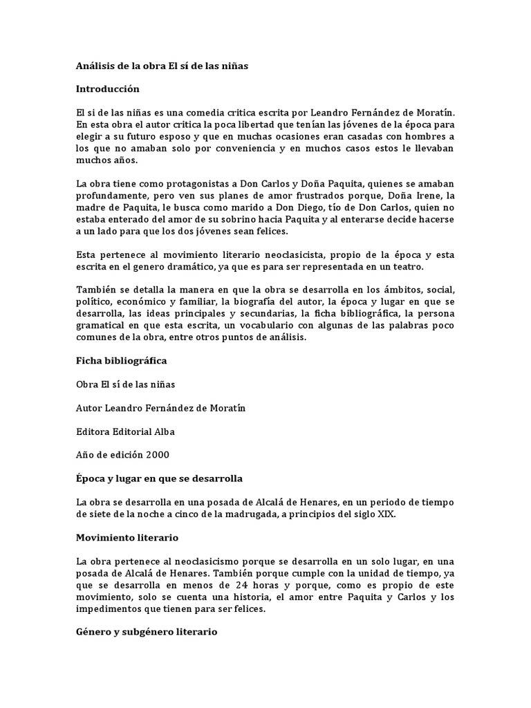 Análisis de "El sí de las niñas" | PDF | Romeo y Julieta | William ...