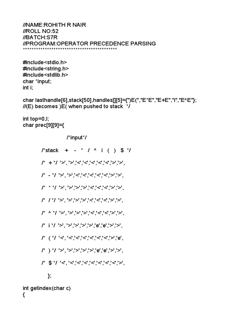 Operator Precedence Parsing: A Program to Parse Mathematical ... Operator Precedence Parsing: A Program to Parse Mathematical ...