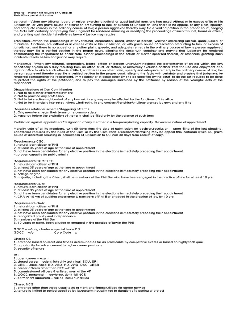 Rule 45 - Petition For Review On Certiorari Rule 65 - Special Civil ...