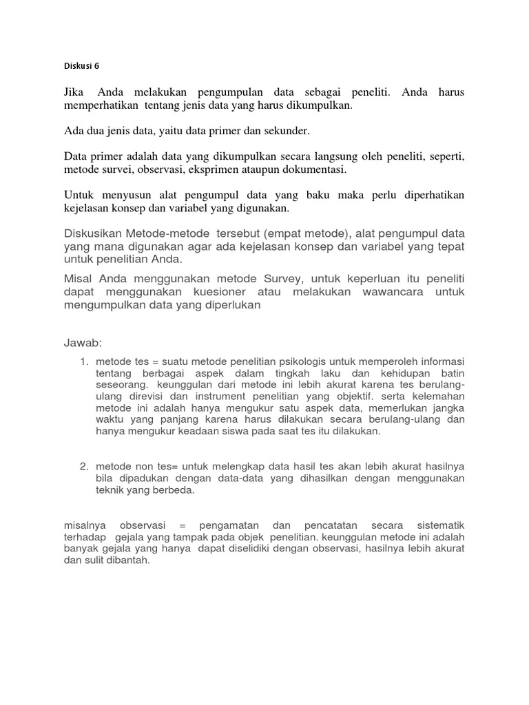 Diskusi 6 Metode Penelitian | PDF