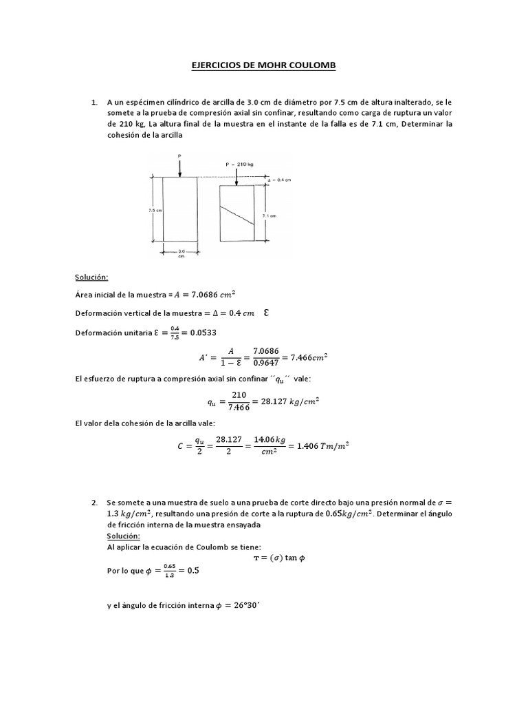 Ejercicios de Mohr Coulomb | PDF