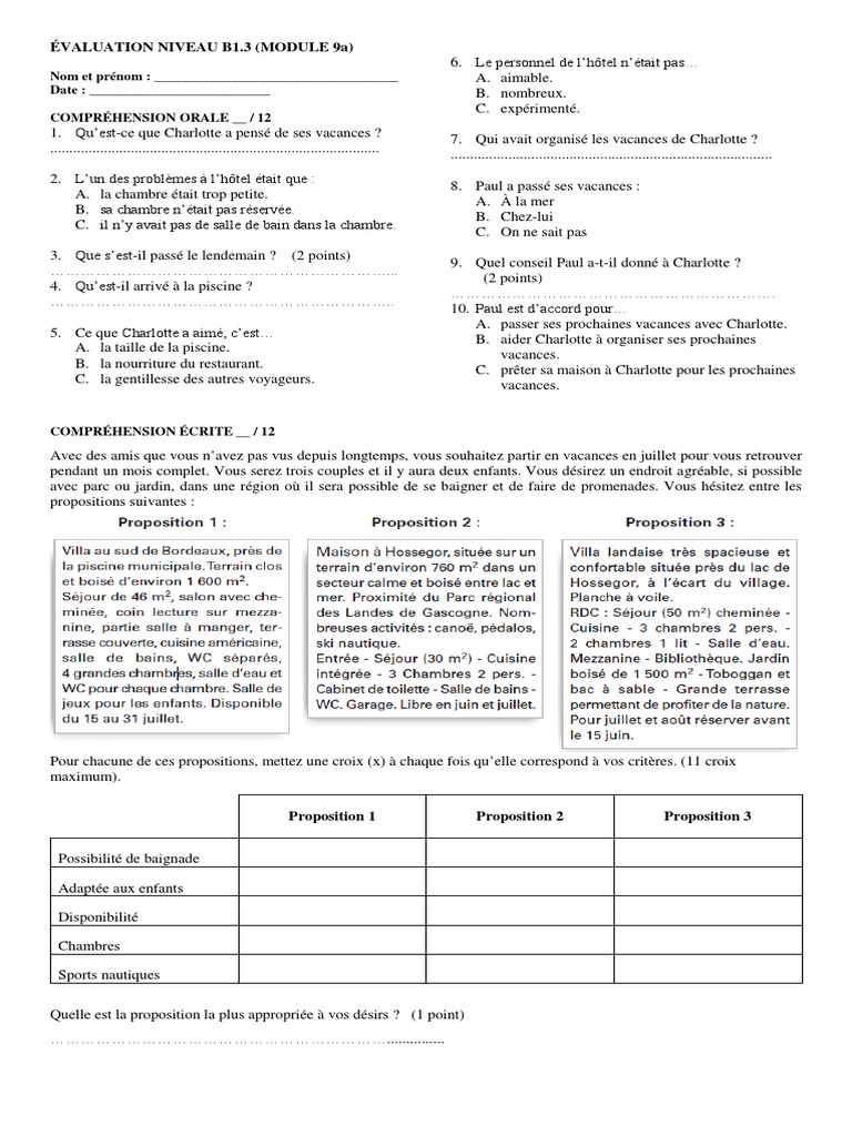 Examen B1.3 | PDF